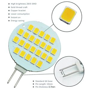 GRV G4 24-2835 SMD Interior LED Light Bulbs for RV,AC/DC12V-24V Super Bright 2W Replacement of 20W Incandescent Lamp,Warm White Lighting for RV Camper,Cabinet Dome Light,Boat Light, Pack of 10