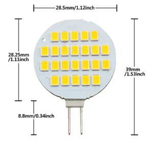 GRV G4 24-2835 SMD Interior LED Light Bulbs for RV,AC/DC12V-24V Super Bright 2W Replacement of 20W Incandescent Lamp,Warm White Lighting for RV Camper,Cabinet Dome Light,Boat Light, Pack of 10