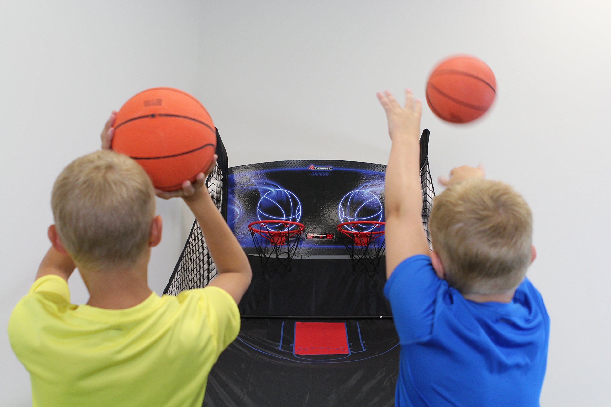 Atomic Jumpball Deluxe Double Electronic Basketball Shootout Includes Four Mini Basketballs and Inflating Air Pump