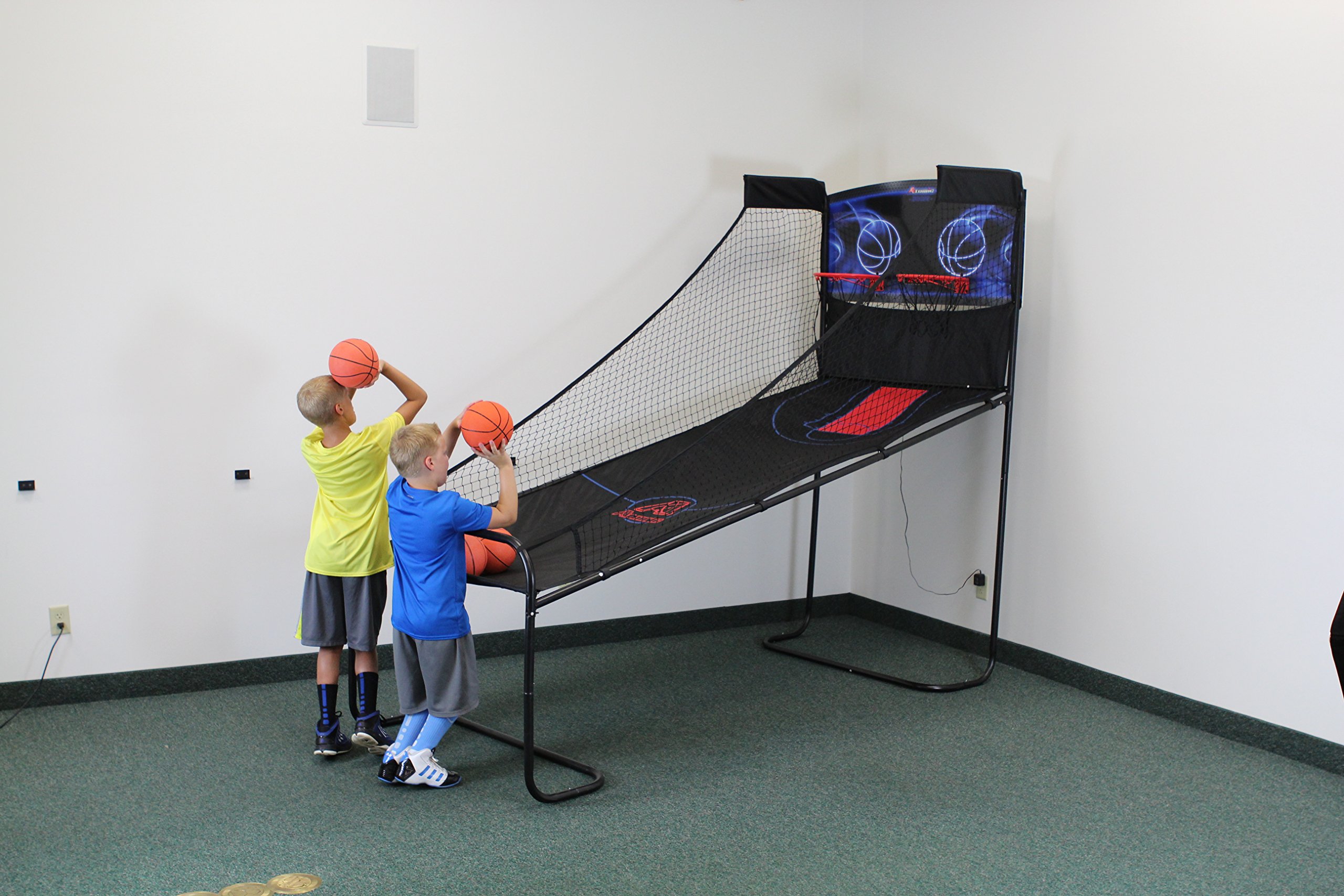 Atomic Jumpball Deluxe Double Electronic Basketball Shootout Includes Four Mini Basketballs and Inflating Air Pump