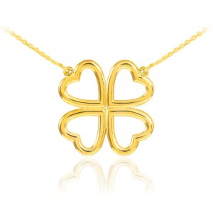 14k gold four-leaf heart clover necklace (16 inches)