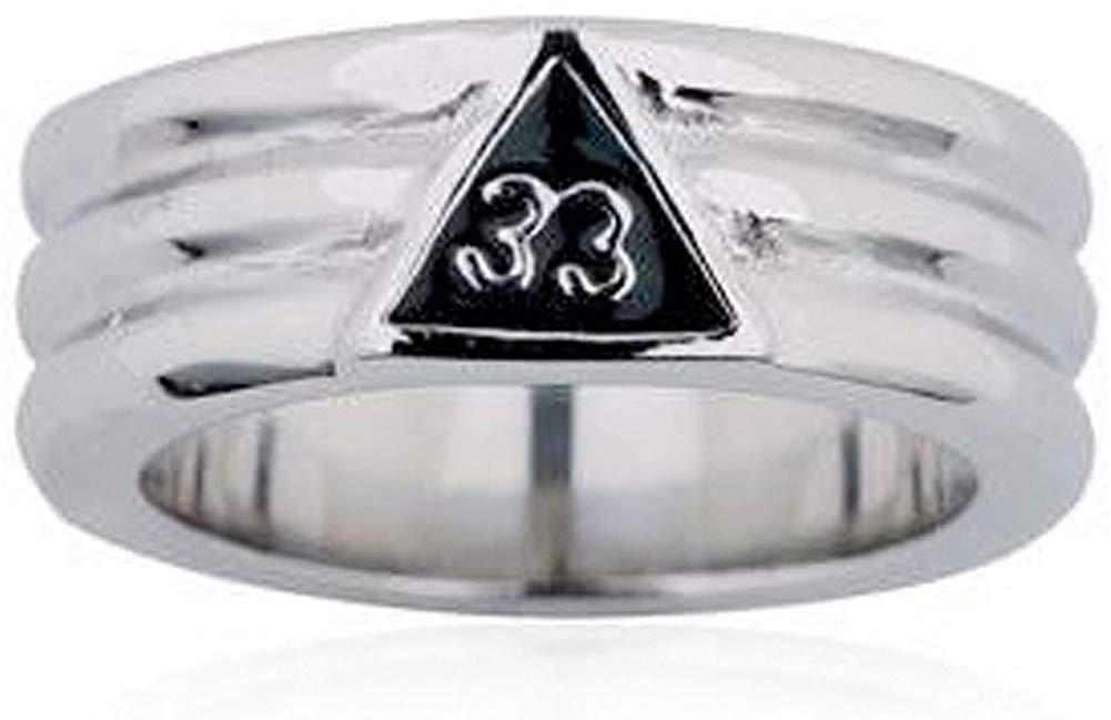 Silver Color Steel - Scottish Rite 33rd Degree Grooved Band - Stainless Steel Freemason Ring/Masonic Ring - Freemason's Jewelry Masonic Rings for Free Masons (11)