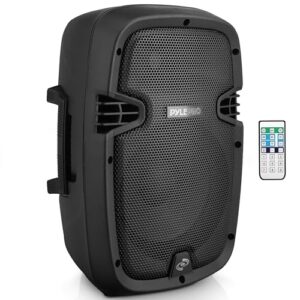 pyle powered active pa system loudspeaker bluetooth w/ microphone 8-inch bass subwoofer stage speaker monitor built-in usb for mp3 amplifier dj party portable sound equipment stereo amp sub pphp837ub