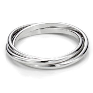 metal factory sz 7.5 sterling silver triple interlocked rolling high polish plain dome tarnish resistant wedding band ring