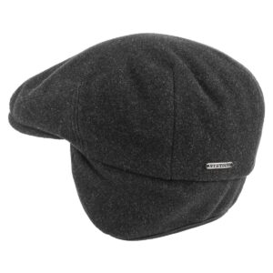 Stetson Kent Wool Earflaps Flat Cap Women/Men anthracite 7 1/4-7 3/8