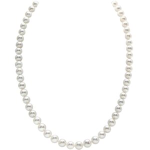 The Pearl Source 14K Gold 6.5-7.0mm AAAA Quality White Freshwater Cultured Pearl Necklace for Women in 17" Princess Length