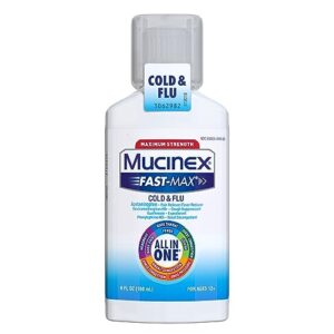 mucinex fast-max cold & flu all-in-one maximum strength liquid, 6 fl. oz. (packaging may vary)