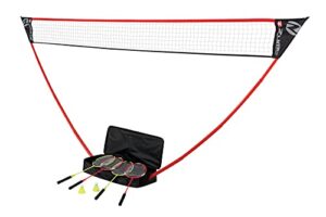 zume games portable badminton set with freestanding base – sets up on any surface in seconds – no tools or stakes required,red/black/green,1,od0006w