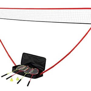 Zume Games Portable Badminton Set with Freestanding Base – Sets Up on Any Surface in Seconds – No Tools or Stakes Required,Red/Black/Green,1,OD0006W