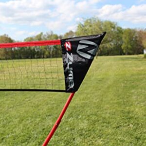 Zume Games Portable Badminton Set with Freestanding Base – Sets Up on Any Surface in Seconds – No Tools or Stakes Required,Red/Black/Green,1,OD0006W