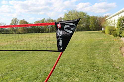 Zume Games Portable Badminton Set with Freestanding Base – Sets Up on Any Surface in Seconds – No Tools or Stakes Required,Red/Black/Green,1,OD0006W