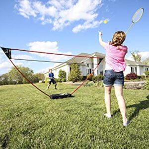 Zume Games Portable Badminton Set with Freestanding Base – Sets Up on Any Surface in Seconds – No Tools or Stakes Required,Red/Black/Green,1,OD0006W