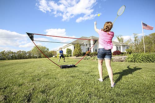 Zume Games Portable Badminton Set with Freestanding Base – Sets Up on Any Surface in Seconds – No Tools or Stakes Required,Red/Black/Green,1,OD0006W