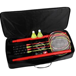 Zume Games Portable Badminton Set with Freestanding Base – Sets Up on Any Surface in Seconds – No Tools or Stakes Required,Red/Black/Green,1,OD0006W