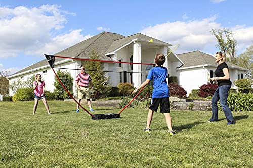 Zume Games Portable Badminton Set with Freestanding Base – Sets Up on Any Surface in Seconds – No Tools or Stakes Required,Red/Black/Green,1,OD0006W