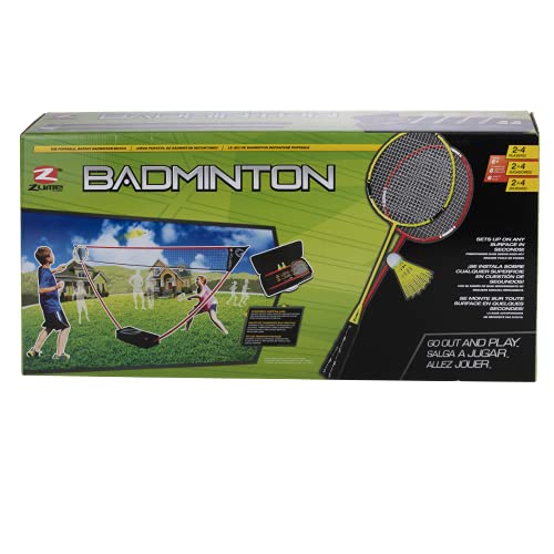 Zume Games Portable Badminton Set with Freestanding Base – Sets Up on Any Surface in Seconds – No Tools or Stakes Required,Red/Black/Green,1,OD0006W