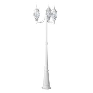 DESIGNERS FOUNTAIN Riviera 3-Light Outdoor Post Lantern Light with Clear Beveled Glass Shade, White, 1923-WH