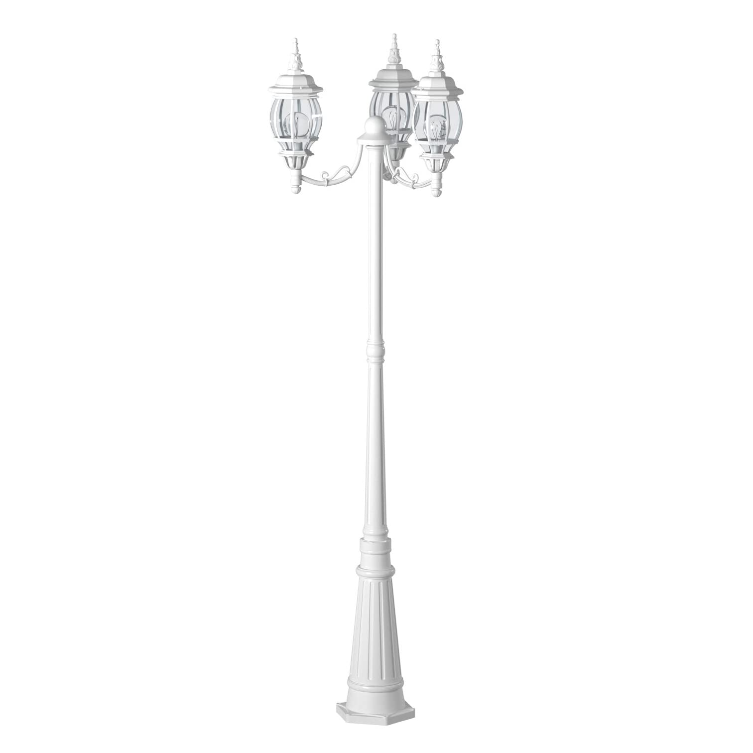 DESIGNERS FOUNTAIN Riviera 3-Light Outdoor Post Lantern Light with Clear Beveled Glass Shade, White, 1923-WH