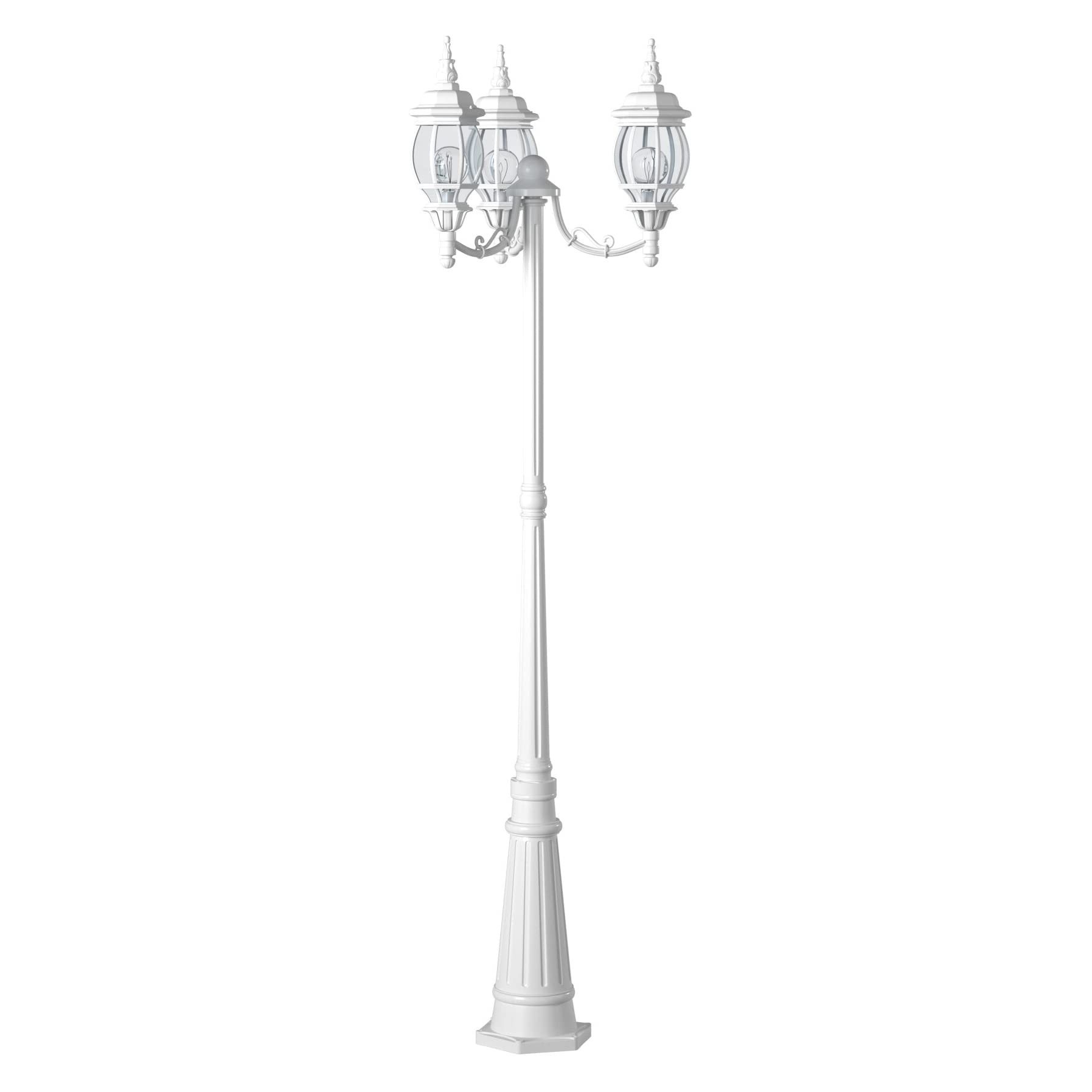 DESIGNERS FOUNTAIN Riviera 3-Light Outdoor Post Lantern Light with Clear Beveled Glass Shade, White, 1923-WH