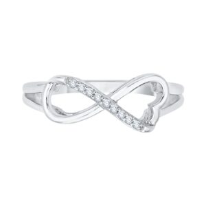 KATARINA Heart Shaped Infinity Diamond Ring in Sterling Silver (1/20 cttw, J-K, I1-I2) (Size-4)