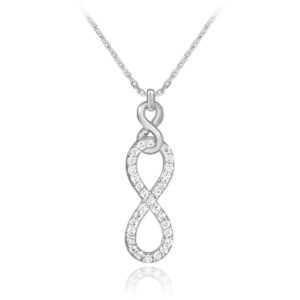 fine 14k white gold diamond pendant vertical infinity necklace (18 inches)