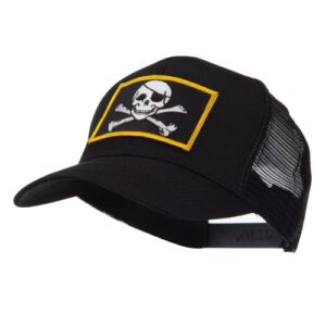 e4hats.com skull and choppers embroidered military patched mesh cap - jolly roger osfm