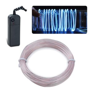 lychee el wire neon glowing strobing electroluminescent light el wire for parties, halloween decoration (white, 15ft)