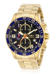 invicta men's 14878 specialty chronograph dark blue textured dial gold ion-plated stainless steel watch