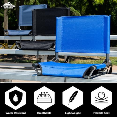 Cascade Mountain Tech Portable Folding Steel Stadium Seats for Bleachers , Black, Regular - 17"