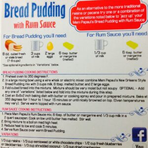 Mam Papaul's Sauce Bread Pudding With Rum Sauce (Pack of 3) New Orleans Style