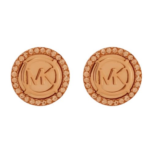 Michael Kors Rose Goldtone MK Stud Earrings with, No Color, Size No Size