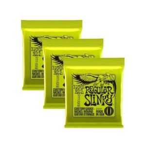 ernie ball 2221 nickel regular slinky electric guitar strings 3 pack