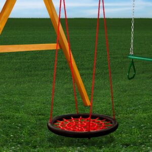 Gorilla Playsets 04-0029-BK/R Extra Large Orbit Swing, Red Netting, Black Nylon Ropes, Weight Capacity - 220 lbs