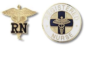 emi registered nurse rn caduceus and rn round emblem 2 item pin set