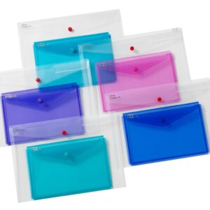 Snopake A4/A5 Polyfile Duo Popper Wallet with Index Tab and Press Stud Closure – Clear [Pack of 5] Ref: 15693