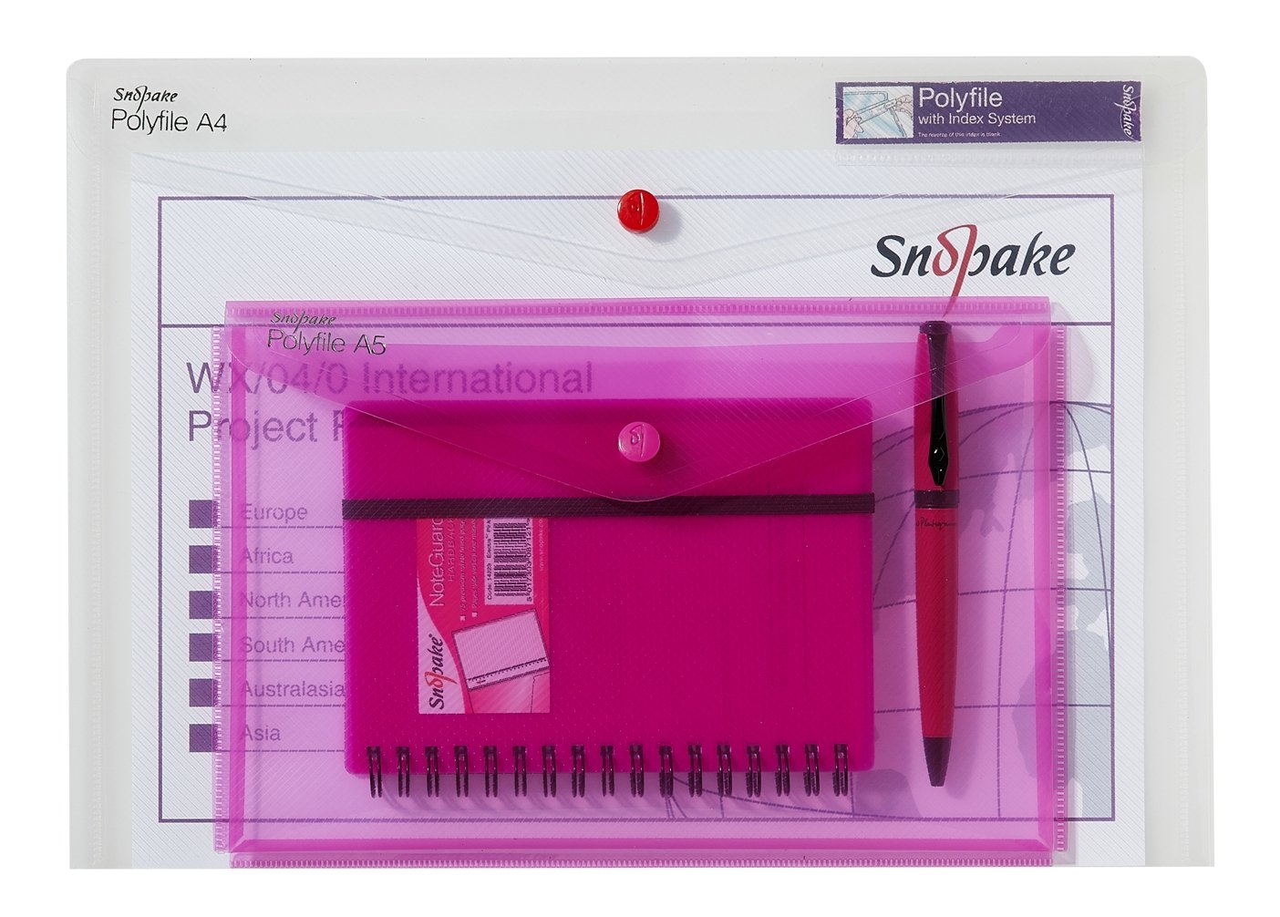 Snopake A4/A5 Polyfile Duo Popper Wallet with Index Tab and Press Stud Closure – Clear [Pack of 5] Ref: 15693