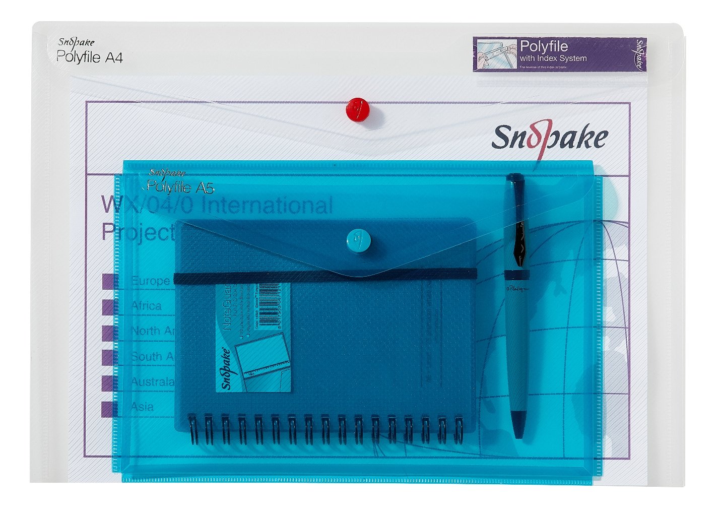 Snopake A4/A5 Polyfile Duo Popper Wallet with Index Tab and Press Stud Closure – Clear [Pack of 5] Ref: 15693