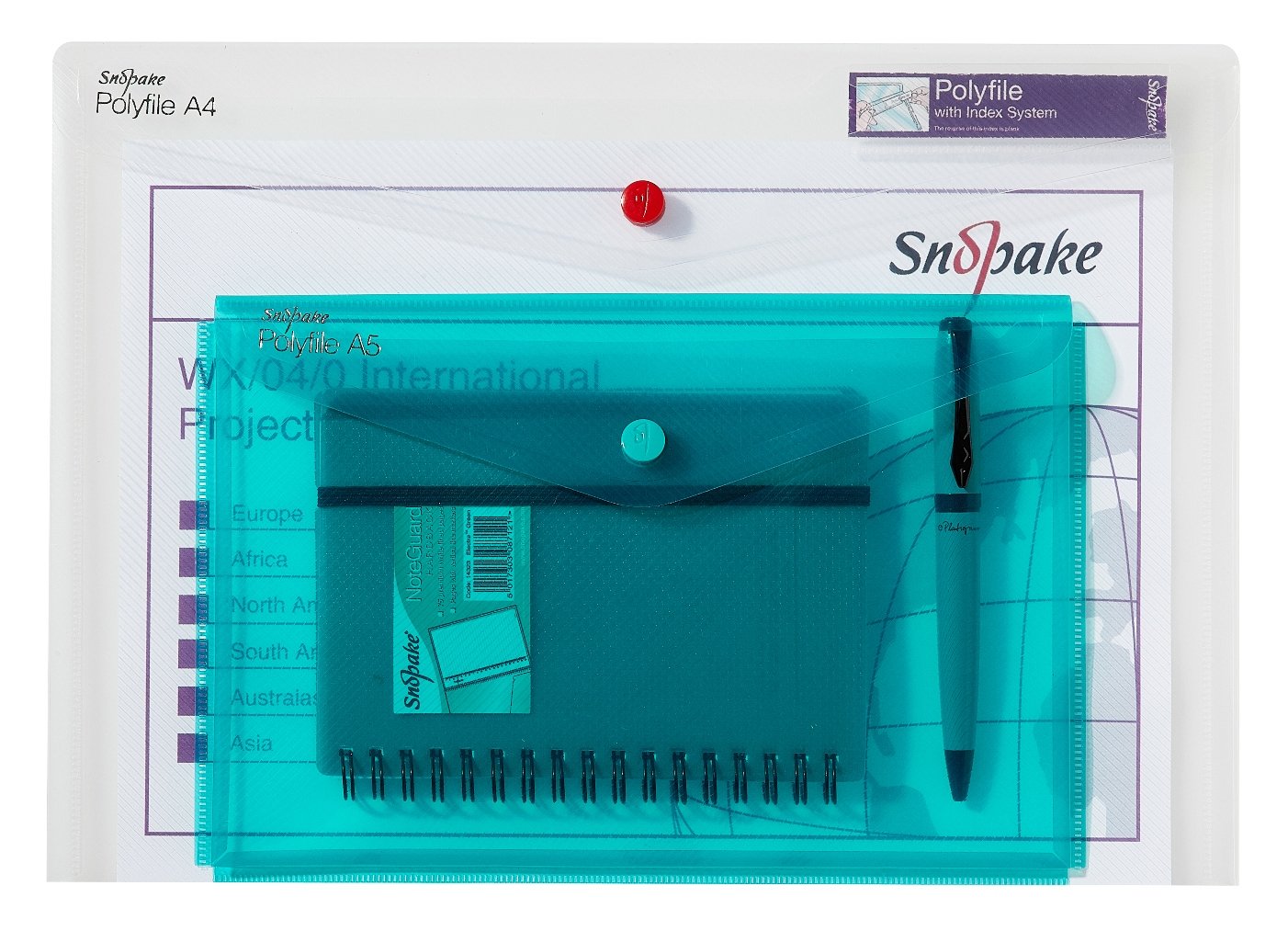 Snopake A4/A5 Polyfile Duo Popper Wallet with Index Tab and Press Stud Closure – Clear [Pack of 5] Ref: 15693