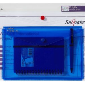 Snopake A4/A5 Polyfile Duo Popper Wallet with Index Tab and Press Stud Closure – Clear [Pack of 5] Ref: 15693