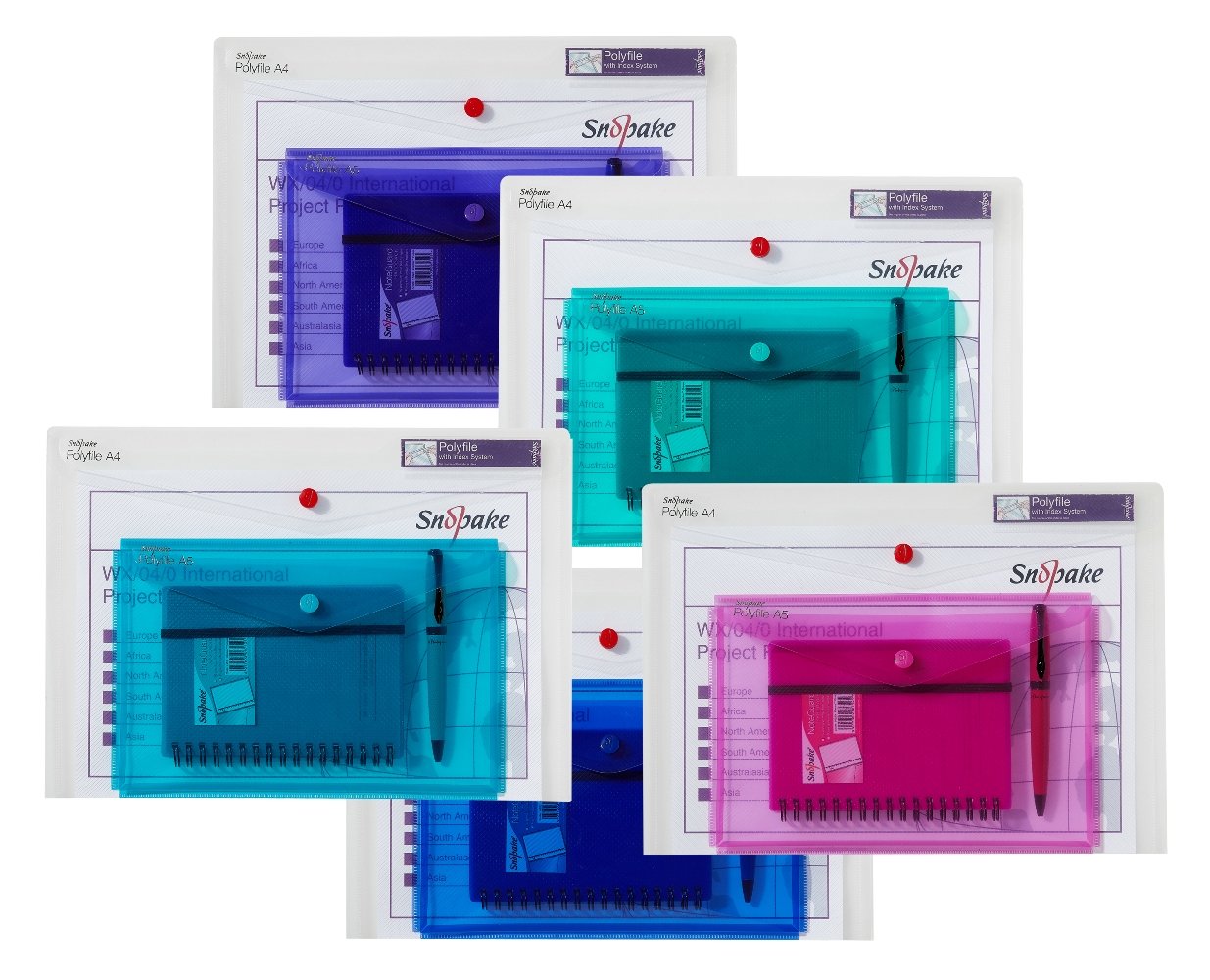 Snopake A4/A5 Polyfile Duo Popper Wallet with Index Tab and Press Stud Closure – Clear [Pack of 5] Ref: 15693