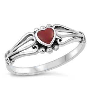 closeoutwarehouse red simulated carnelian heart petite ring sterling silver size 8