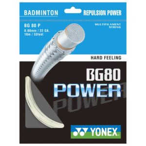 yonex bg80 power (.68mm) badminton string set (white)