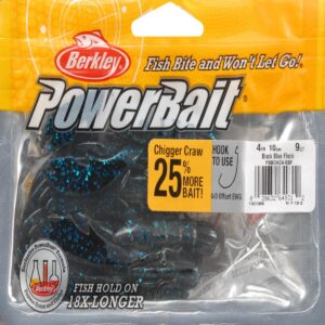 Berkley PowerBait Chigger Craw , Black Blue Fleck, 4" (9 Count)