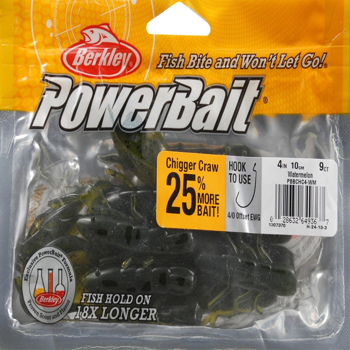 Berkley unisex-adult PowerBait Chigger Craw Watermelon ,4" (9 Count)