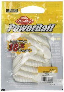 berkley powerbait power grubs fishing bait, white, irresistible scent & flavor, realistic action, bulky body, ideal for bass, walleye, trout and more