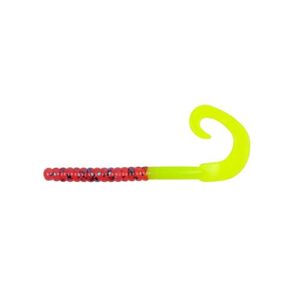 berkley powerbait® power worm fishing bait, plum/chartreuse, 7in | 18cm, irresistible flavor, classic curly tail worm profile, ideal for spring, summer and fall fishing