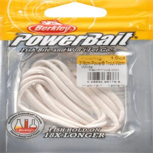 Berkley PowerBait Power Floating Trout Worm Fishing Bait, White, 3in | 8cm, Irresistible Scent & Flavor, Realistic Worm Profile, Ideal for Trout and More