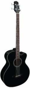 takamine g series gb30ce-blk jumbo acoustic electric bass guitar, venetian cutaway, black