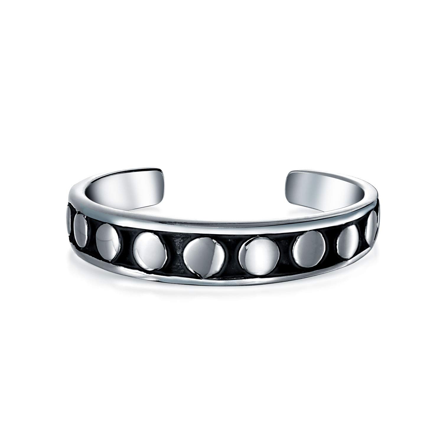 Bling Jewelry Bali Style Round Dot Midi Band Toe Ring For Women Oxidized .925 Silver Sterling Mid Finger Adjustable