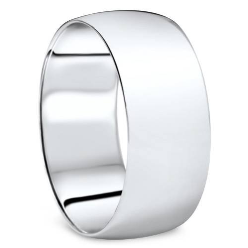 P3 POMPEII3 9mm Dome High Polished Wedding Band 10K White Gold - Size 8